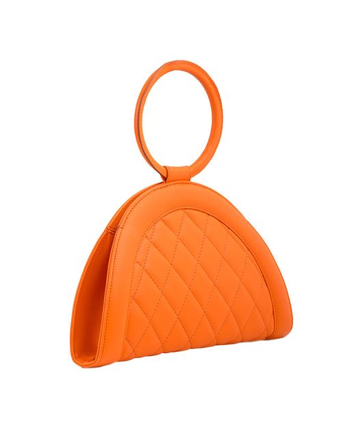 Laura Olaru Fany Mini Quilted Leather Bag in Orange | Lyst