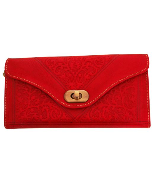 Berber Leather Leather Tri-Fold Purse in Red | Lyst UK