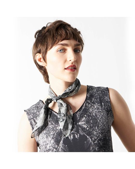 Babs Boutique NYC Silk Square Scarf in Grey | Lyst UK
