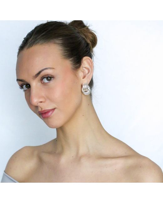 Miss Cecilia The Rope Knot Studs in Metallic | Lyst UK