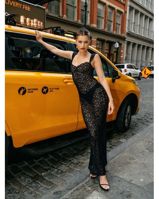 Miss Circle New York Veronica Lace Maxi Dress in Black | Lyst