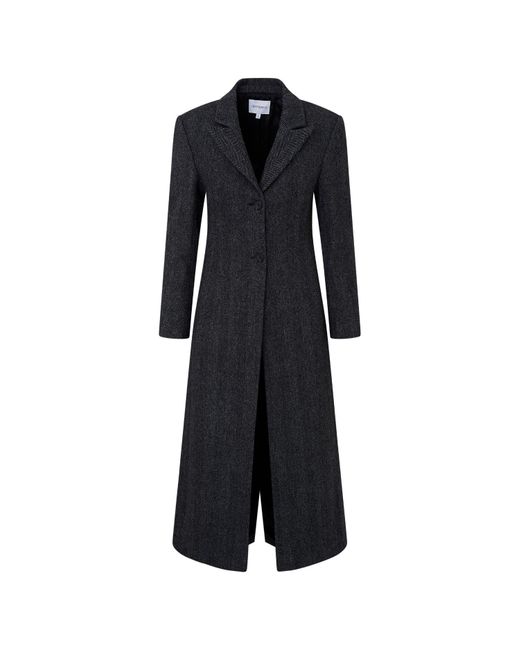 Centre Piece Harriet Herringbone Blazer Coat in Black | Lyst