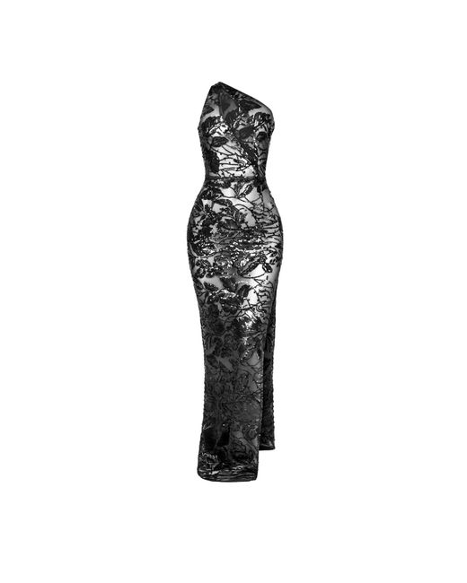 Moda Glam Goddess Cutout Sheer Sequin Gown in Black | Lyst