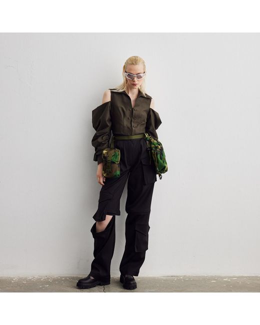 Zan Studio Detatchable Cargo Pants With Three Pockets in Black | Lyst