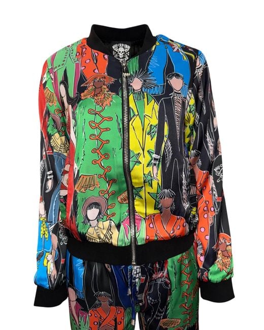 Any Old Iron Printed Heroes Bomber Jacket in Blue | Lyst UK