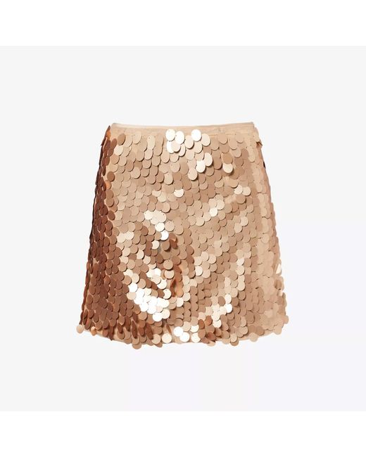 Amy Lynn Goldie Matte Disc Sequin Mini Skirt in Natural | Lyst UK