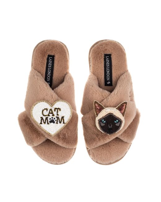 Laines London Neutrals Classic Laines Slippers With Cat Mum Mom ...