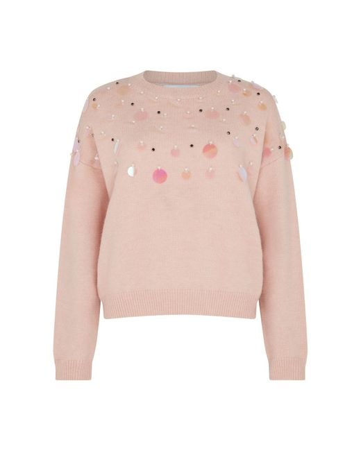 Sour Figs Neutrals Iridescent Sequin-Embellished Jumper in Pink | Lyst UK