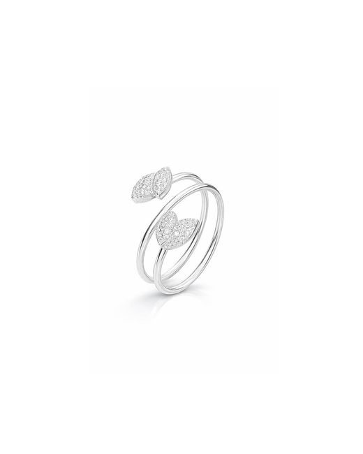 Gold & Honey Cz Leaf Wrap Around Ring in White | Lyst