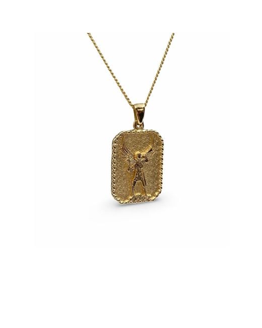 Quartz & Canary Vermeil Archangel Gabriel Pendant in Metallic | Lyst