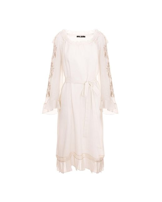 IZABELA MANDOIU Neutrals Merino Wool Dress With Floral Embroidery in ...
