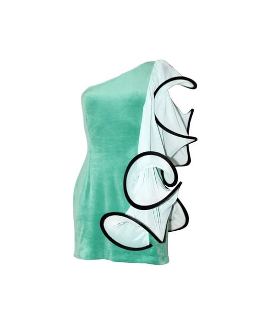 Laura Daili Velvet Wave Dress – The Queen Of The Night in Green | Lyst UK