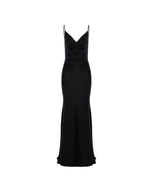 ROSERRY Como Satin Maxi Dress in Black | Lyst