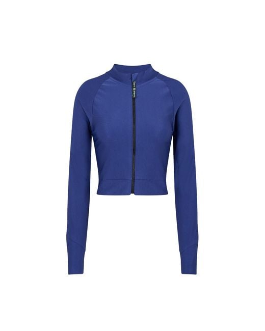NUMBAT Stella Zipper Swim Crop Top With Long Sleeves in Blue | Lyst