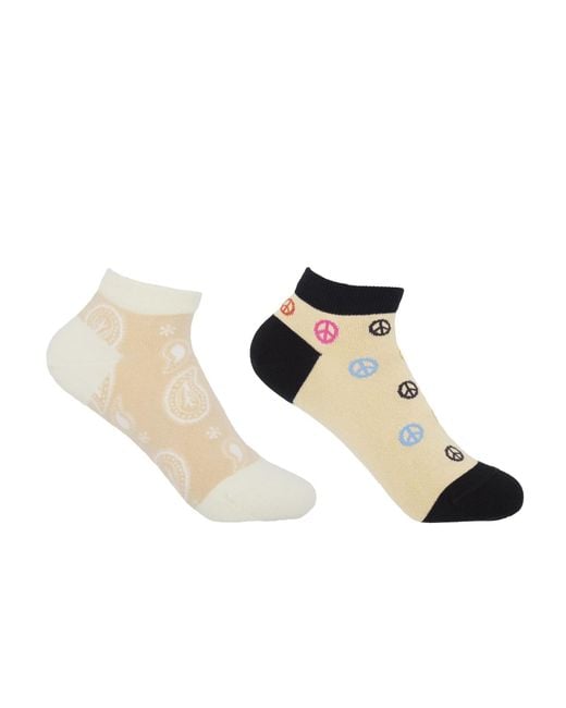 Peper Harow - Made in England Neutrals Peace & Paisley Trainer Socks Bundle in Black | Lyst UK