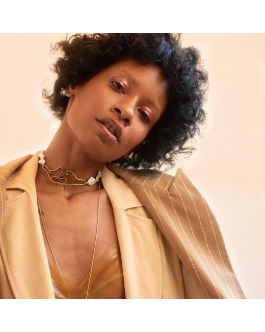 NECTAR NECTAR Pearl Winding Necklace in Natural | Lyst