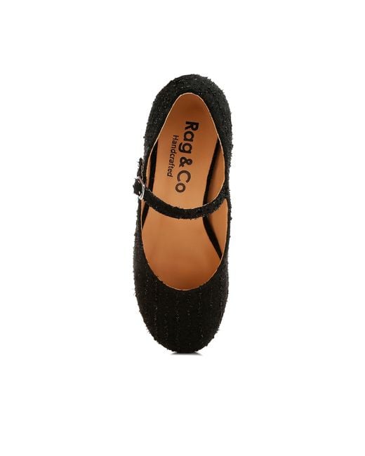 Rag & Co Antara Tweed Mary Jane Sandals in Black | Lyst UK