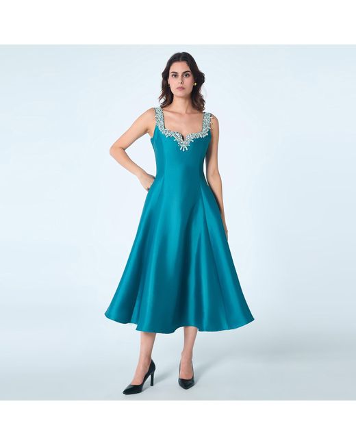 Smart and Joy Embellished Sweetheart Taffeta Cocktail Dress in Blue | Lyst