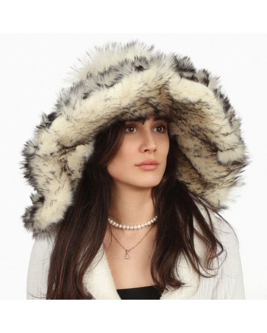 Lara Ari Faux Fur Oversized Hat in Metallic | Lyst