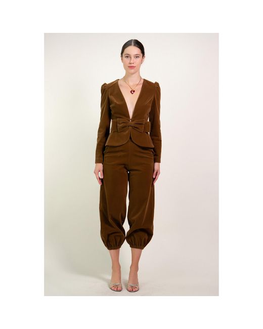 Kristinit Sienna Velvet Bel Age Pants in Brown | Lyst