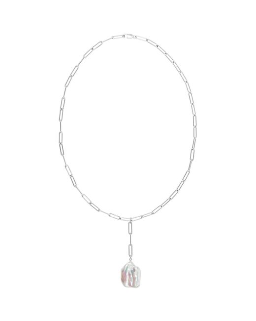 Ora Pearls Aetia Lariat Flat Baroque Pearl Chain Necklace in Metallic ...