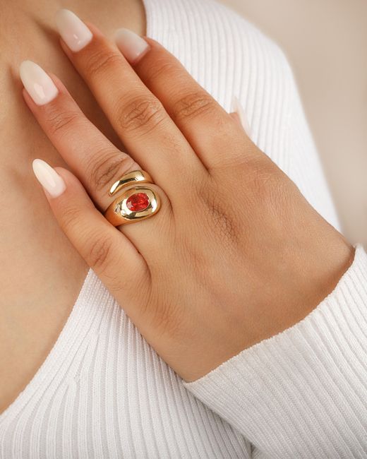 The Jewelz Eraya Crimson By-Pass Ring in Pink | Lyst