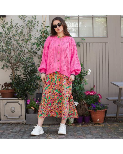 Cara & The Sky Brigit Heart Stitch Oversized Balloon Sleeve Cardigan in ...