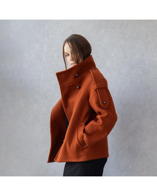 Jana Coshè Short Wool Coat With High Collar And Shoulder Details in ...