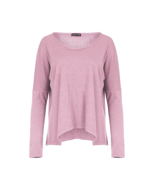 Conquista Knit Handkerchief Hem Top in Pink | Lyst