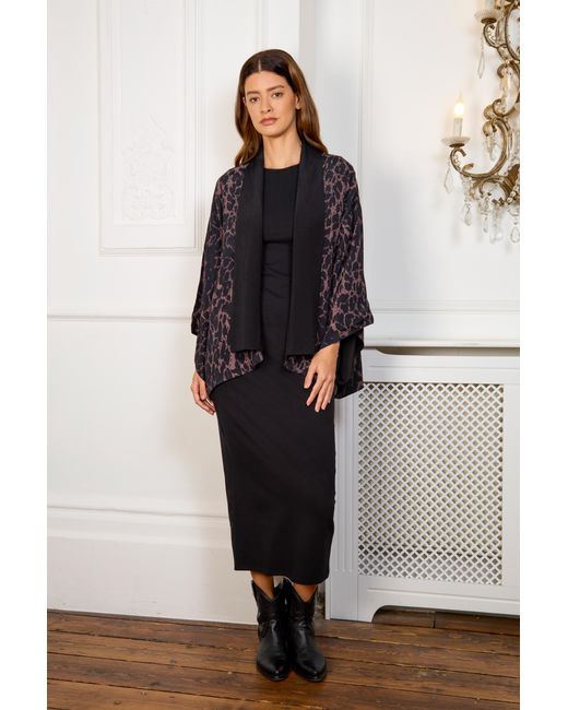 Artemis Muse Leopard Print & Reversible Kimono in Black | Lyst UK