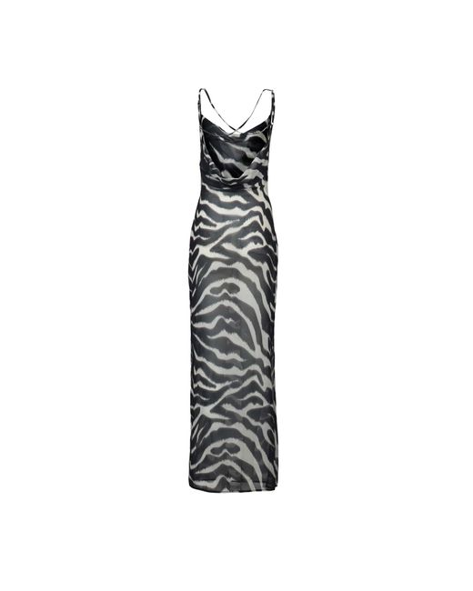 Scorpio Rizing Zebra Amantis Semi Sheer Maxi Dress in Black | Lyst