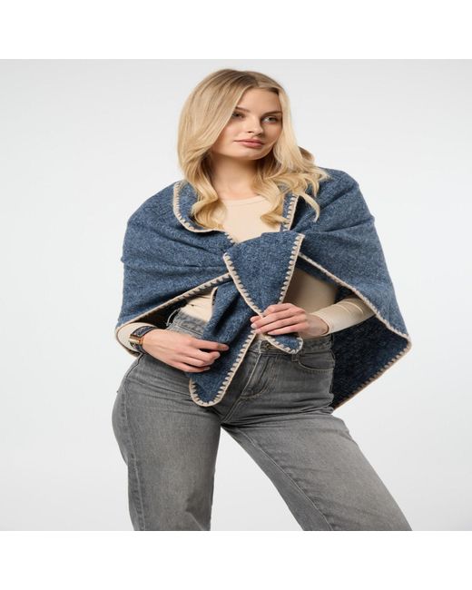 Saachi Knitted Triangle Denim Shawl Wrap in Blue | Lyst UK