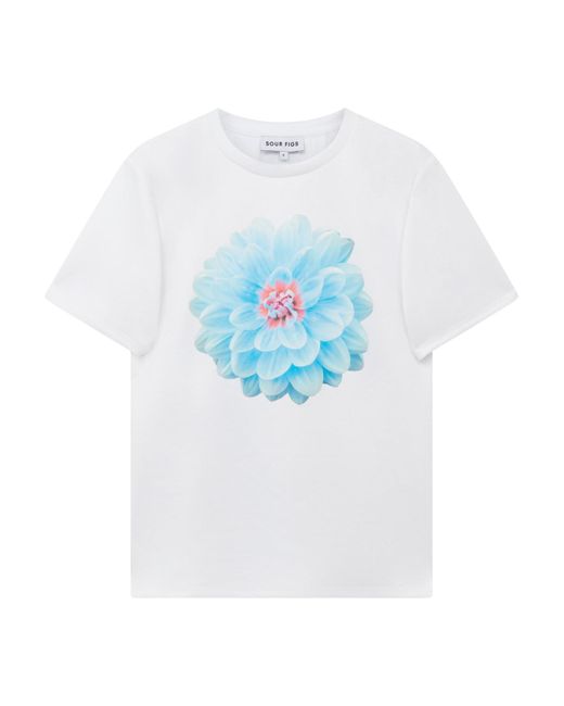 Sour Figs Dahlia Bloom Print T-Shirt in White | Lyst UK