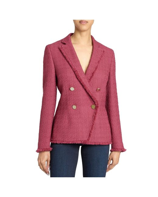 Santorelli Alaia Double-Breasted Tweed Jacket in Purple | Lyst UK