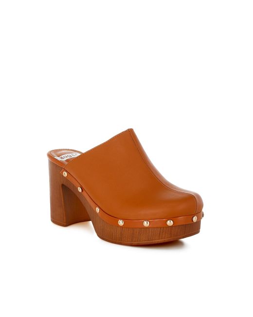 Rag & Co Benji Recycled Leather Clogs in Brown | Lyst