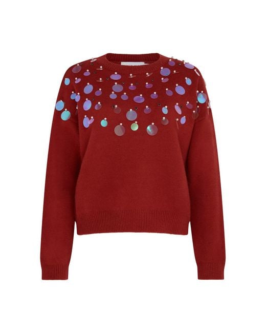 Sour Figs Iridescent Sequin-Embellished Jumper in Red | Lyst UK