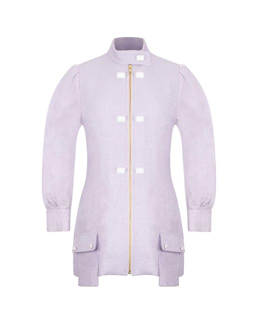 ADIBA Tweed Mini Coat Dress in Purple | Lyst