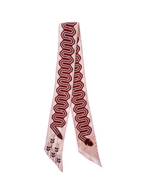 At Home with Ray Summer Eden Linen Ribbon Scarf in Red | Lyst