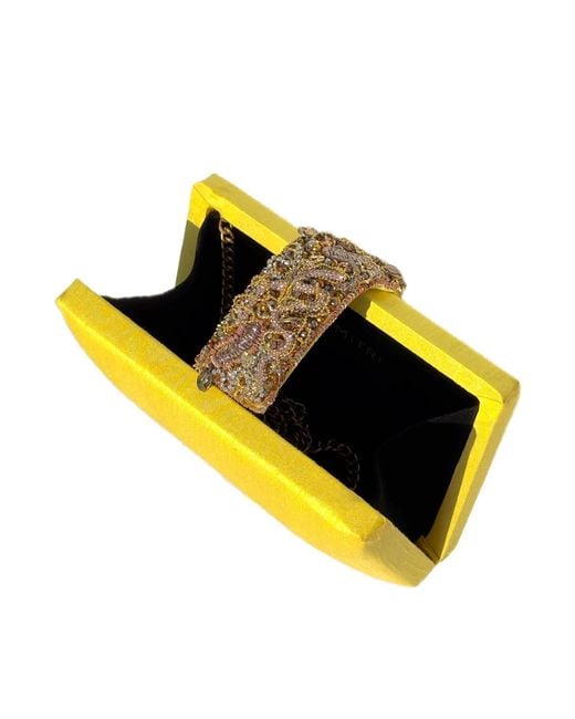 Simitri Sunflower Beaded Fringe Clutch in Yellow | Lyst UK