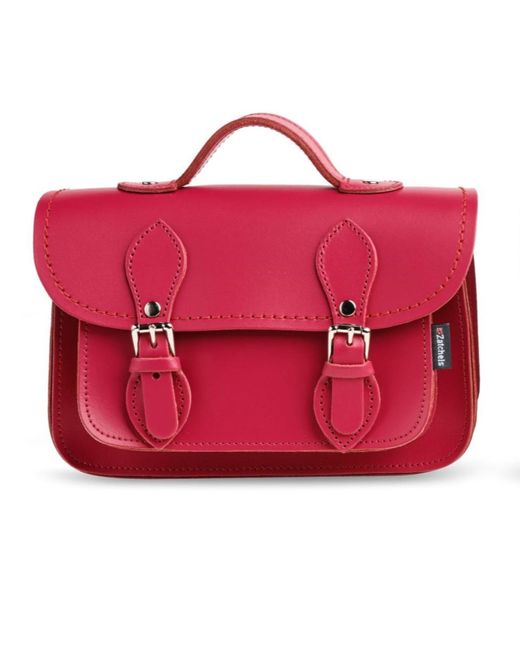Zatchels Handmade Leather Micro Satchel Plus in Red | Lyst