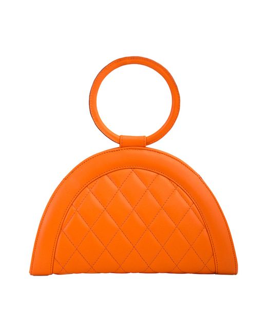Laura Olaru Fany Mini Quilted Leather Bag in Orange | Lyst