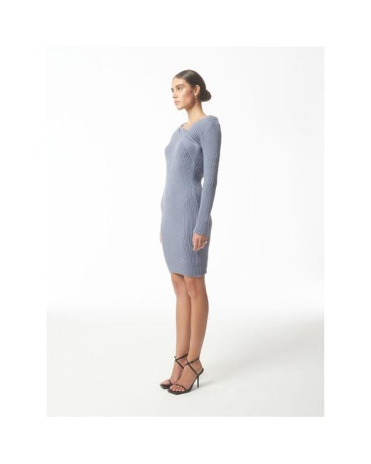 Sour Figs Asymmetric Slant Band Knit Midi Dress in Blue | Lyst