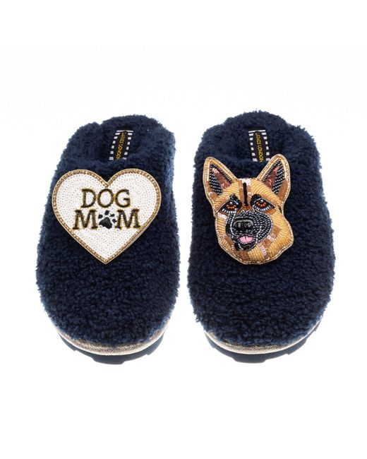 Laines London Teddy Closed Toe Slippers With Roxy The German Shepherd Dog Mum Mom Brooches in Blue Lyst UK