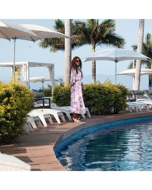 Yomisma Poppy Eco Luxe Robe in Pink | Lyst UK