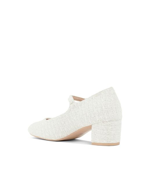 Rag & Co Antara Tweed Mary Jane Sandals in White | Lyst UK