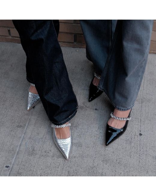 Allegra James Antonella Evening Night Out Embossed Leather Kitten Heel ...