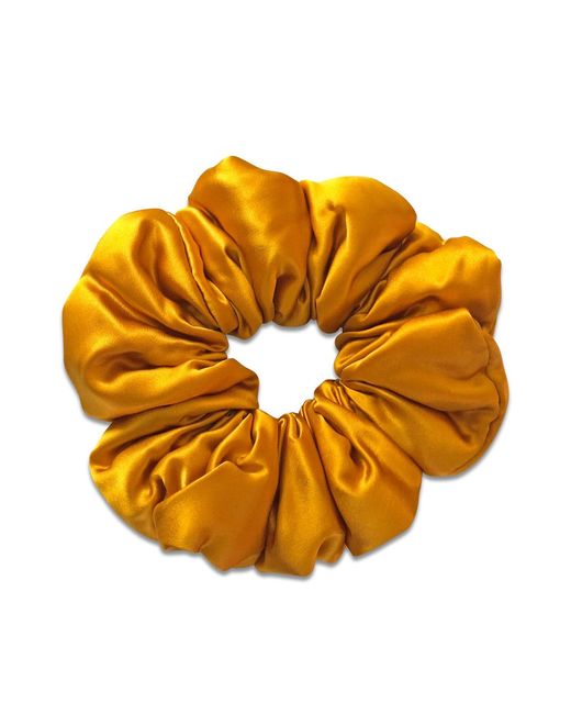 Rakhsh Rakhshi Oversized Honey Harvest Silk Plush Scrunchie in Orange ...