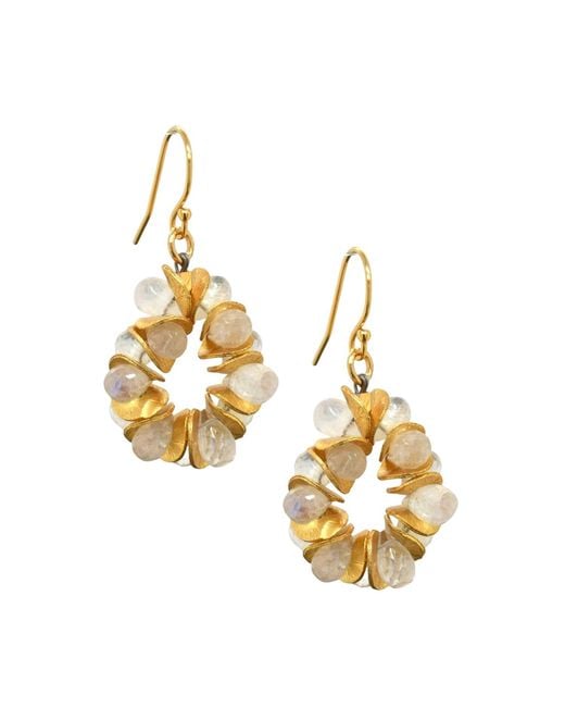 Lori Kaplan Design Moonstone Halo Earrings in Metallic | Lyst UK