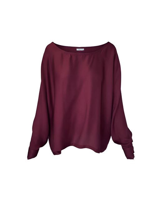 Haris Cotton Long Sleeve Satin Viscose Blouse With Relaxed Fit Bordeaux ...