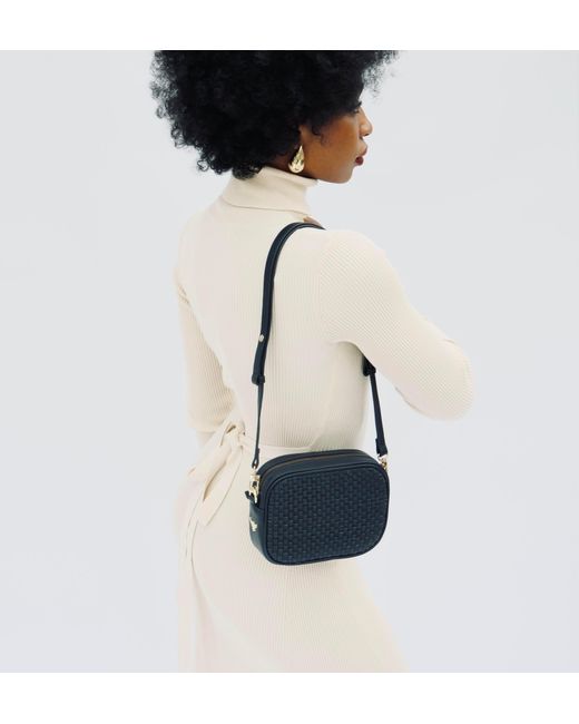 Apatchy London The Penelope Navy Woven Leather Camera Bag in Blue | Lyst